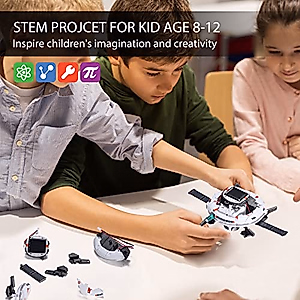STEM Projects for Kids Age 8-12 Solar Robot Learning Building Science Kit with Solar Panel & Battery Powered 6 in 1 Experiment for Kids, Christmas Birthday Gifts Idea Toy for 9 10 11 Boys Girls