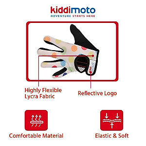 Kiddimoto Kids Cycling Gloves| Anti-Slip Kids Bike Gloves for Boys and Girls| Full Finger Kids Mountain Bike Gloves for BMX, MTB Riding, Gymnastics, Scooters, Skateboard, Rollerblade.