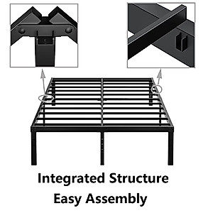 QUALEONA Bed-Frame-Queen, 18 Inch Metal Platform Queen-Size-Bed-Frame, No Box Spring Needed, Heavy Duty Steel Slat Support, Noise Free, Easy Quick Assembly, Black