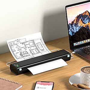 Phomemo Portable Printer Wireless for Travel, M08F Thermal Printer for Home Use Bluetooth Inkless Printer Support 8.5" X 11" Thermal Paper, Compact Printer Compatible with Android iOS Phone & Laptop