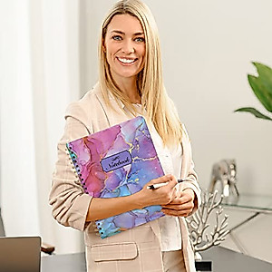 EOOUT Spiral Notebook Journal For Women 10.5" x 8.5" Marble College Ruled Notebook With Large Pockets and Lined Pages, Hardcover Spiral Journal for School Office Home Gifts