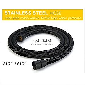 ZLOCYIVHE Handheld Toilet Bidet Sprayer, Single Cold Bidet Faucet with Push-Button, Matte Black Solid Brass Douche Kit, Square Shattaf Shower Set,D(Set B)