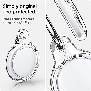 Spigen Ultra Hybrid Compatible with AirTag Case Cover AirTag Holder Designed for AirTag Keychain Ring (2021) - Crystal Clear
