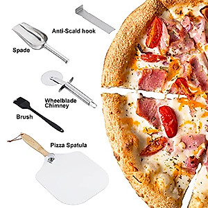 MAGIC FLAME Outdoor Pizza Ovens Wood Pellet Countertop Portable Pizza Oven + Pizza Stone Stainless Steel BBQ Cooking Grill for Backyard Patio Pizza Maker (For 12" Pizza, Stainless Steel)