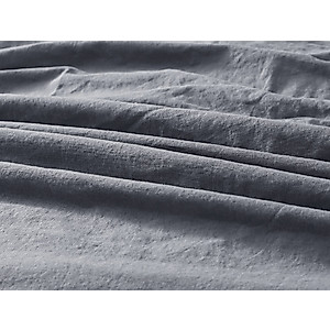 Sterling Creek Charlotte 3-Piece Washed Linen Cotton Duvet Cover Set - Soft Breathable Comforter Cover with Shams Set (King, Gray)