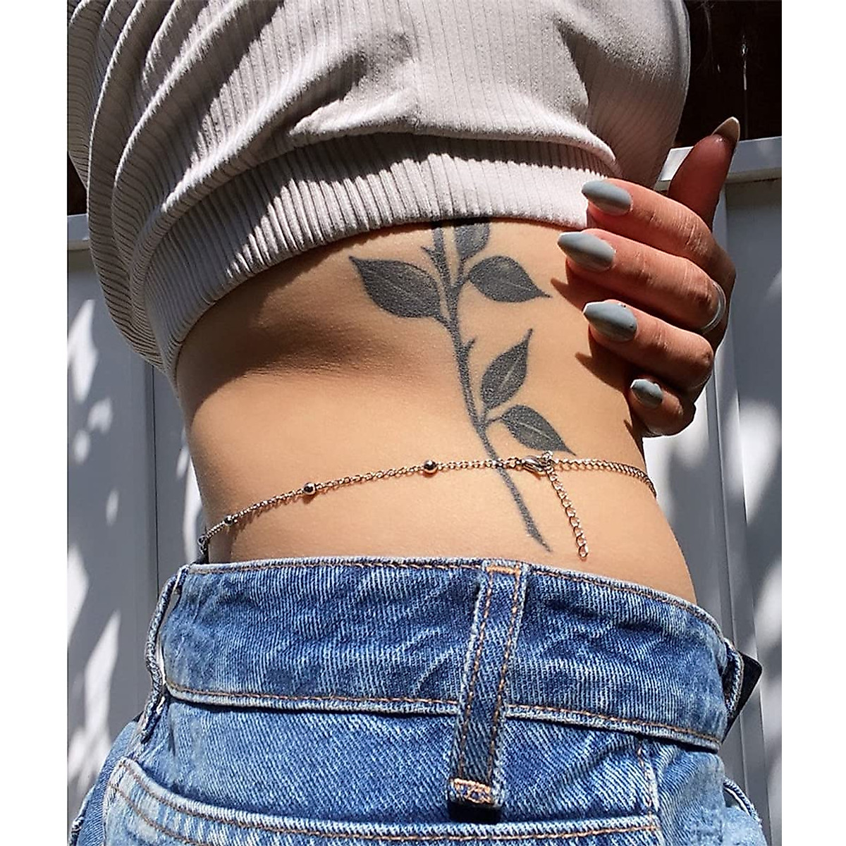 TOBENY 12PCS Waist Beads Waist Chain for Women Beach Bikini Belly Chain Colorful Summer Body Chains Gold Silver Bead Waist Chains Summer Body Jewelry Set