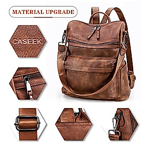 CASEEK Women Backpack Purse Fashion Leather Designer Shoulder Bags Casual Travel Bag Multipurpose Convertible Satchel Handbag