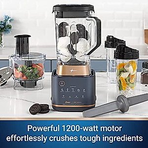 Oster Pro Series 2-in-1 Kitchen System with XL 9-Cup Tritan Jar, Food Processor and Tamper Tool, Dark Blue