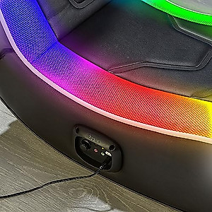 X Rocker Chimera RGB LED Floor Rocker Gaming Chair for Kids, Youth Aged 5-9, Built in Audio System, Foldable, 5110101, 29.1 x 16.5 x 26.7", Black