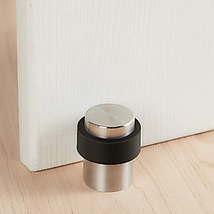 1PCS Stainless Steel Cylindrical Universal Door Stop, 2-3/8 Inch Brushed Finish Door Stopper with Rubber Bumper – Protects Walls from Door Knob Damage by TPOHH