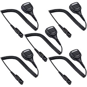 commountain Speaker Mic with Reinforced Cable for Motorola Radios XPR 3500e, XPR 3300e, XPR 3500, XPR 3300, XPR3500e, XPR3300e, XPR3500, XPR3300, XPR Noise Reduction Shoulder Microphone-5 Pack