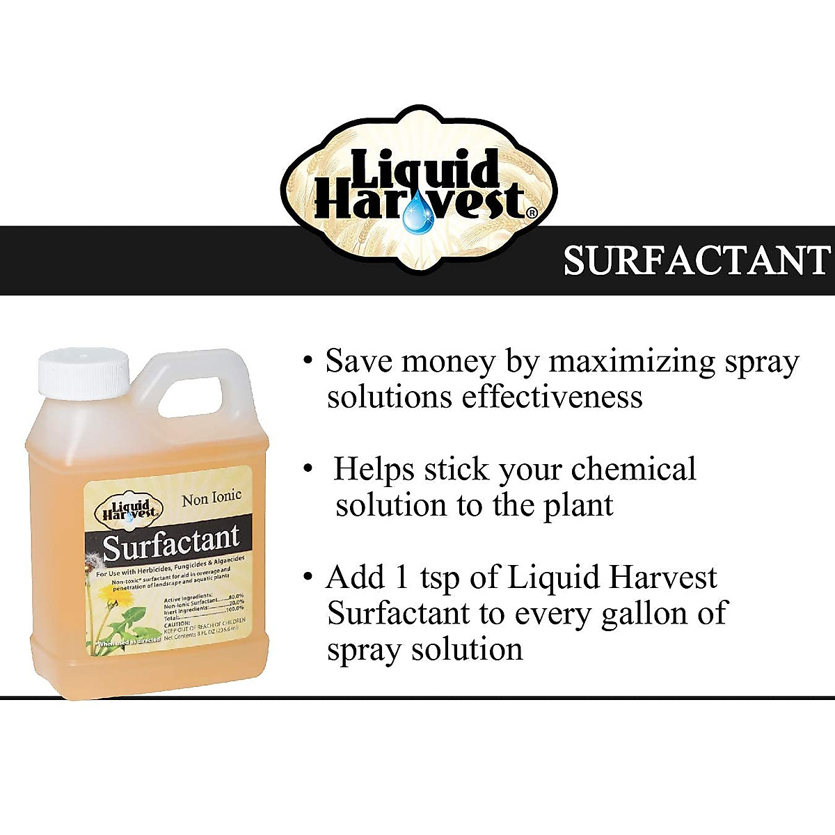 Liquid Harvest Surfactant 8 oz and Mesotrione 8 oz Bundle for Effective Lawn & Turf Grass Weed Control
