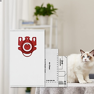 12 Pack FJM Vacuum Bags Compatible with Miele FJM Bags AirClean 3D Efficiency Vacuum Cleaner, Include 4 Pair Pre-Motor and Post-Motor Filters