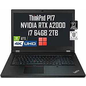 ThinkPad P17 Gen 2 17.3" 4K UHD (Intel 8-Core i7-11800H, 64GB RAM, 2TB PCIe SSD, RTX A2000 4GB Graphics) IPS Mobile Workstation Laptop, 2 x Thunderbolt 4, Backlit Keyboard, Fingerprint, Win 11 Pro