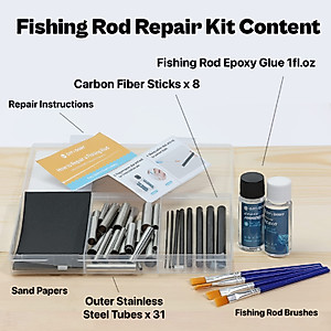 Fishing Rod Repair Kit Complete, Easy&Quick Approach to Repair Broken Fishing Pole with Epoxy Glue