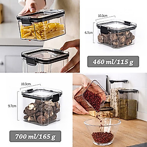 AKOAK 1 Pack Airtight Food Storage Container - (460ml) Square Clear Storage Box - Spices, Sweets, Nuts, Coffee and Tea, Spillproof to Keep Food Fresh and Dry