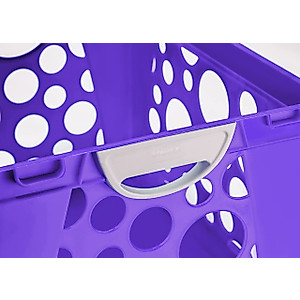 Storex Premium File Crate with Molded Handles – Letter and Legal Document and Folder Storage, Purple/White 3-Pack (61754U03C)