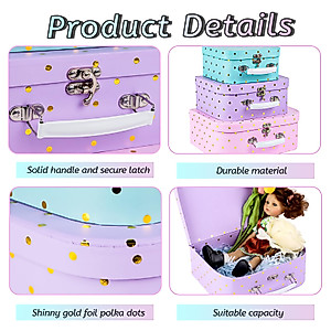 Eazy2hD Paperboard Suitcases, Set of 3 Decorative Storage Boxes Gift Boxes With Lids for Photo Storage Home Decoration, Birthday, Weddings, Anniversary - Mini Cardboard Suitcase - Gold Foil Polka Dots