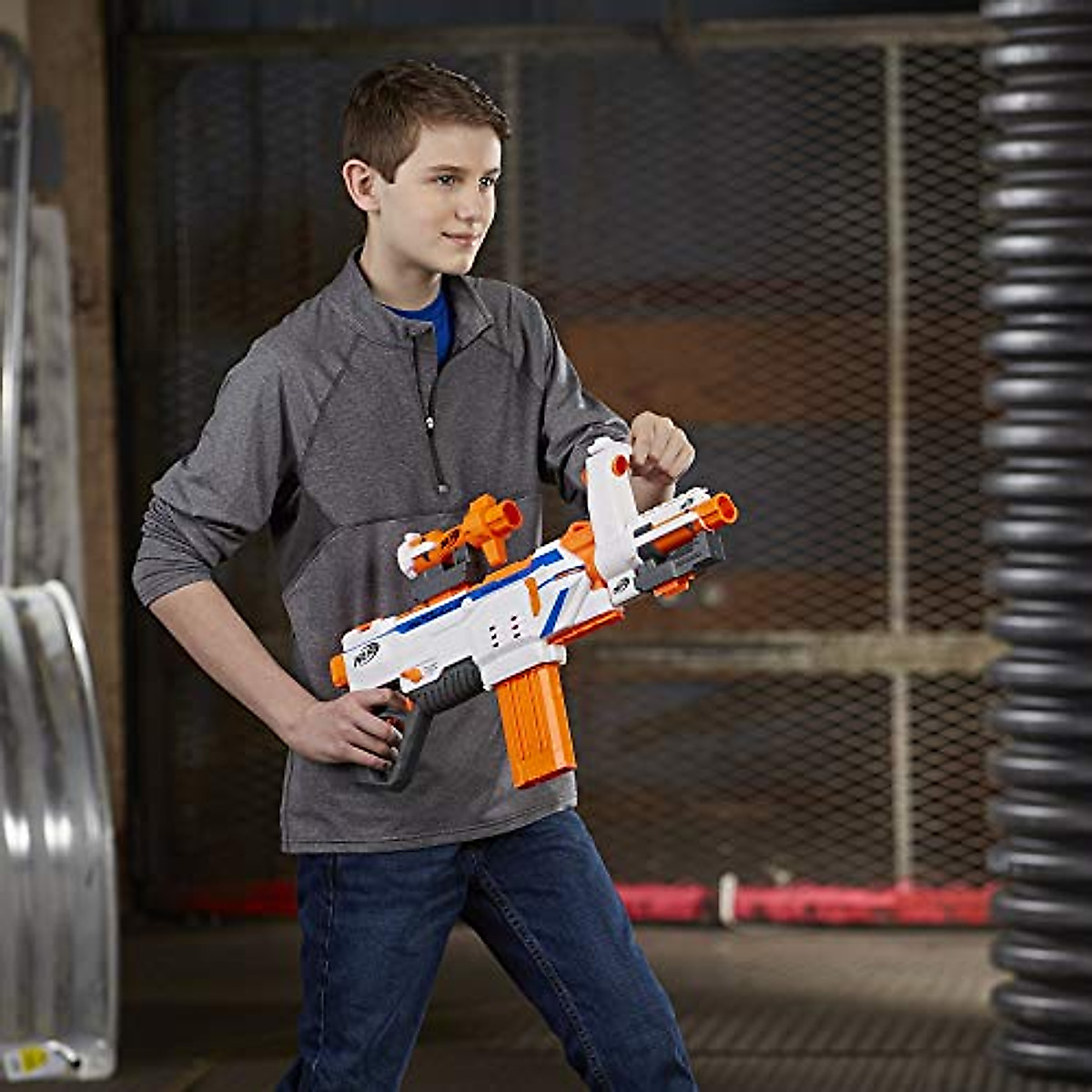 Nerf Modulus Regulator Fully Motorized Blaster, 3 Firing Modes, 2X 12-Dart Clips, 24 Nerf Elite Darts, Nerf Full Auto Blaster, Kids Outdoor Toys (Amazon Exclusive)