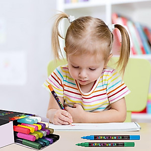 IVSUN 24 Colors Acrylic Paint Marker Pens, Premium Extra Fine Point Acrylic Paint Pens for Wood, Canvas, Stone, Rock Painting, Glass, Ceramic Surfaces, DIY Crafts Making Art Supplies