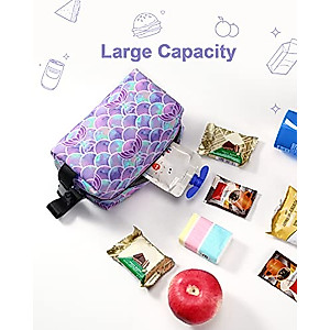 Amersun Freezable Small Cooler Bag(Built-in Ice Packs, TSA Approved), Insulated Lunch Bag for Child, Reusable Snack Bags for Kids, Portable Mini Cooler Bag with Adjustable Handle (Mermaid)
