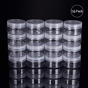 BENECREAT 16 Pack 4oz(120ml) Slime Storage Favor Jars Clear empty wide-mouth plastic containers with clear lids for DIY slime making - 2.6x1.65"