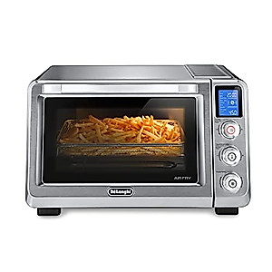 De'Longhi EO241264M 10-in-1 Digital AirFryer ,True Convection Toaster Oven with internal light, Grills, Broils, Bakes, Roasts, Reheats, preset for Cookie & Pizza, 1800-Watts, Stainless Steel, XL 24L