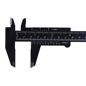 Penta Angel 2Pcs Plastic Caliper Inch/Metric 6Inch 150mm Mini Caliper Double Scale Ruler Measuring Tool for Student (Gray and Black)