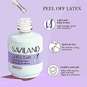 SAVILAND Liquid Latex for Nails, 30ML Latex Nail Polish Barrier Peel Off - Latex Tape Peel Off for Nails Cuticle Guard Skin Barrier Protector Nail Latex with Tweezers for Home DIY Nail Art Salon