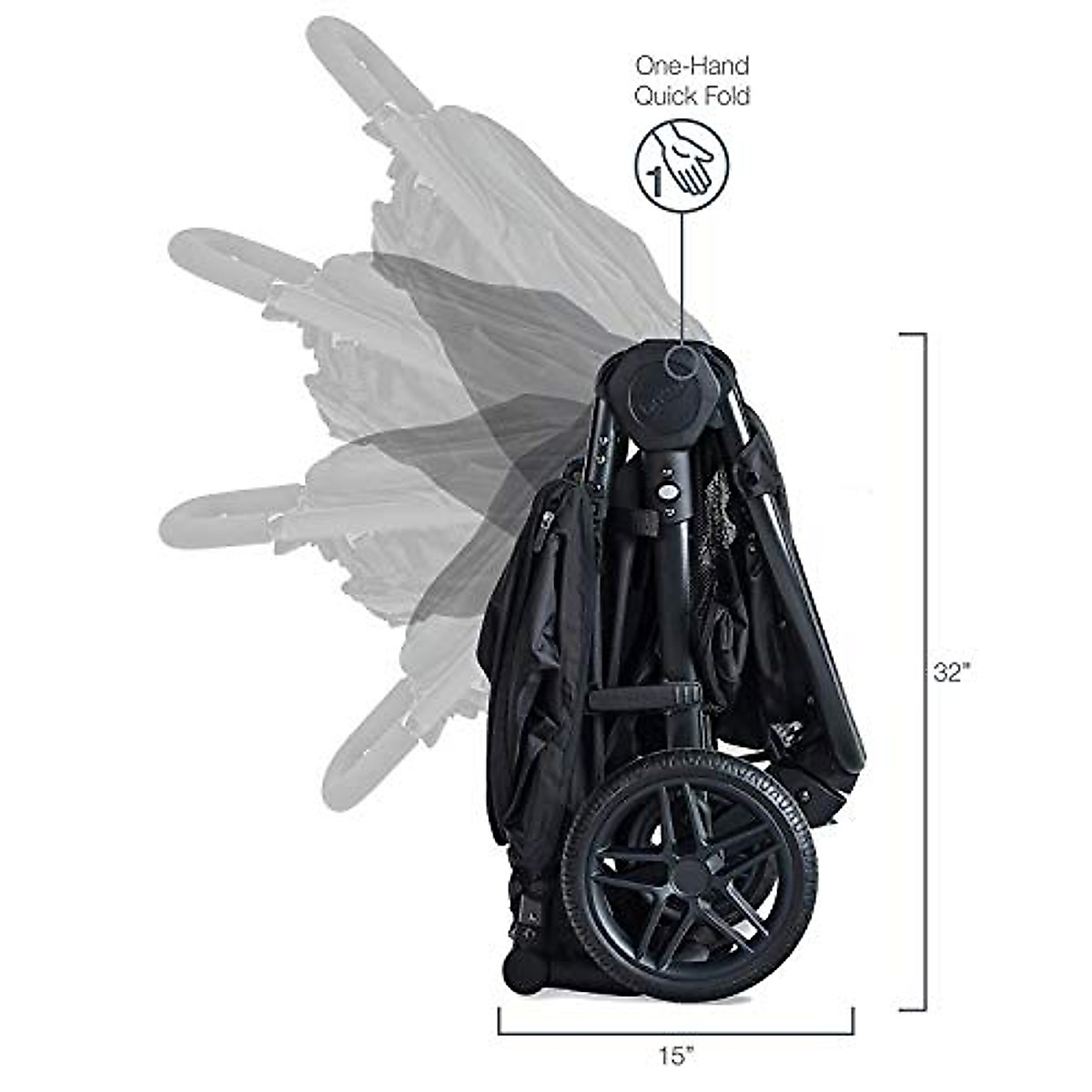 Britax B-Free Stroller, Midnight - All Terrain Tires, Adjustable Handlebar, One Hand Fold, Large UV50 Canopy