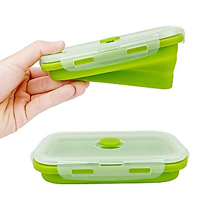 CCyanzi Collapsible Lunch Containers With Lids, Silicone Reusable Containers, Leakproof, Microwave safe, Collapsible Bowls for Camping & Travel, Set of 3