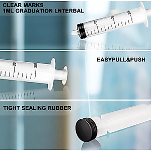 10 pack 30ml Syringes luer lock with Caps, Plastic Syringe for Scientific Labs and liquid Dispensing Metric Multiple Uses