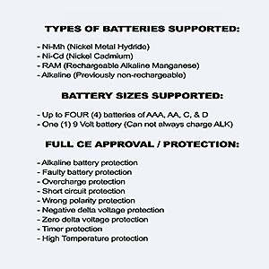 MaximalPower Universal Battery Charger Station for Alkaline, RAM, Ni-MH, Ni-CD, AA, AAA, C, D, 9V Batteries | FC999 Model (Battery Charger)