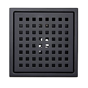 5.8-Inch Stainless Steel Square Shower Drain Cover for Bathrooms, Showers, and Sinks, Replacement Floor Drain with 2 Inch (50mm) Bottom Outlet for Renovations and New Construction (Matte Black)
