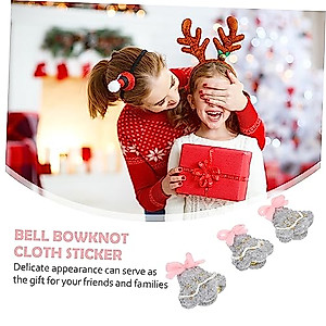 BESTOYARD 3pcs Bell Stickers Christmas Tree Decorations Christmas Ornaments Cute Jeans Wool Felt Christmas Patches DIY Christmas Gifts Scrapbook Accessories Xmas Bell Applique Xmas Decor Set