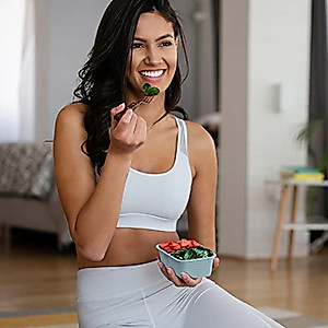 Bentgo® Prep - 2-Compartment Snack Containers with Custom-Fit Lids - Reusable, Microwaveable, Durable BPA -Free, Freezer and Dishwasher-Safe Meal Prep Food Storage - 10 Trays & 10 Lids (Sky)