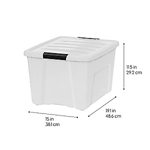 IRIS USA 40 Quart Stackable Plastic Storage Bins with Lids and Latching Buckles, 6 Pack - Pearl, Containers with Lids and Latches, Durable Nestable Closet, Garage, Totes, Tubs Boxes Organizing