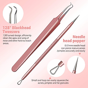 MelodySusie Blackhead Remover Pimple Popper Tool Kit - Professional Extractor for Nose and Face, Stainless Comedone, Blemish Whitehead Popping with Portable Metal Case.