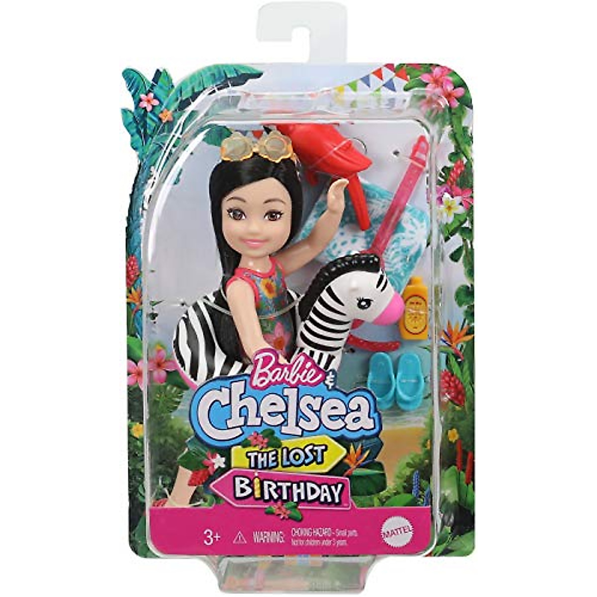 Barbie and Chelsea The Lost Birthday Playset with Chelsea Doll (Brunette, 6-in), Jungle Pet, Floatie and Accessories, Gift for 3 to 7 Year Olds