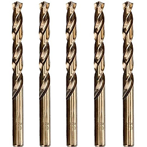 Hymnorq 13/32 Inch Diameter M35 Cobalt Steel Metalworking Twist Jobber Drill Bits 5PC Pack, 5.24 Inch Long, 135 Degree Split Point, for Stainless Steel Copper Aluminum Alloy and Iron