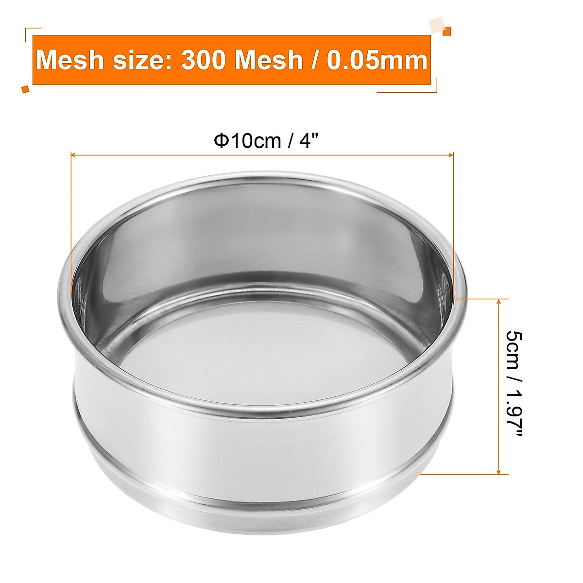 PATIKIL 300 Mesh Lab Sieve, 4" Diameter Test Sieve 304 Stainless Steel Wire Cloth (0.05mm) for Industrial Laboratory