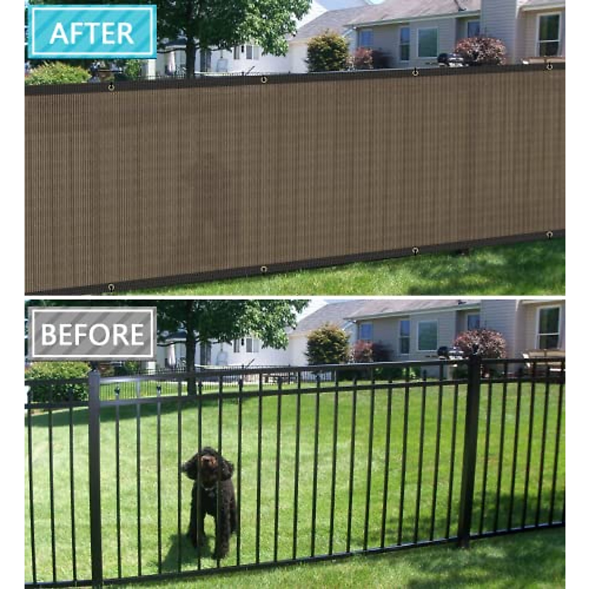 COARBOR 12'x63' Privacy Fence Screen Cover Mesh Blocker with Brass Grommets 180GSM Heavy Duty Fencing for Outdoor Back Yard Patio and Deck Backyard Garden Blocking Neighbor Brown-Customized