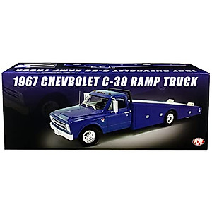 1967 Chevy C30 Ramp Truck Blue Limited Edition to 312 Pieces Worldwide 1/18 Diecast Model Car by Acme A1801709
