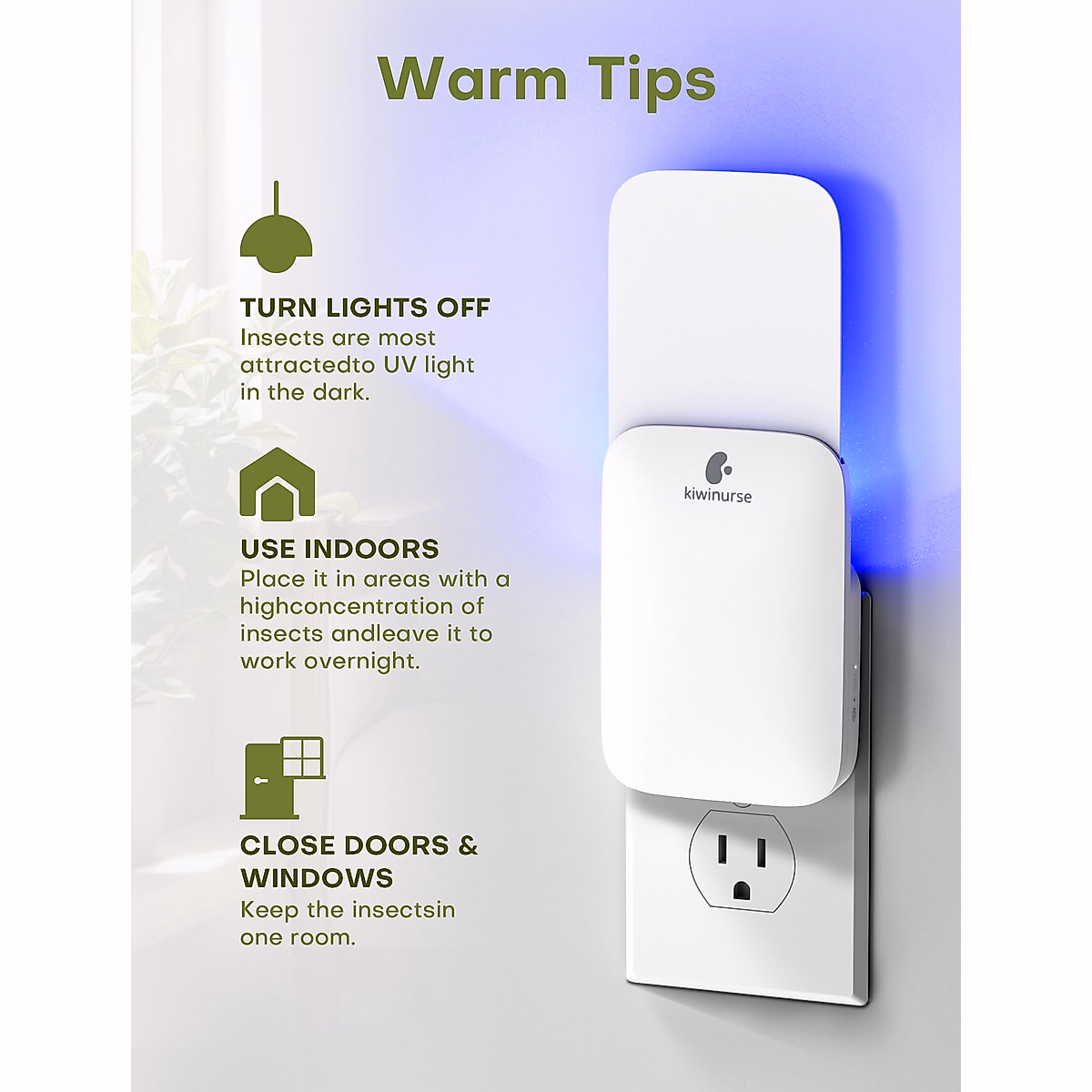 Kiwinurse Fruit Fly Traps for Indoors (2 Traps + 8 Glue Cards), Gnat Traps for House Indoor, Fly Traps Indoor for Home with Flying Insect Trap Refills