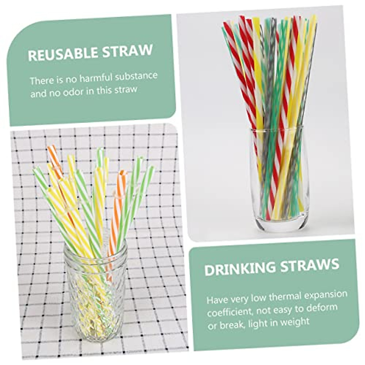 SOLUSTRE 20pcs Color Striped Straws Reusable Straws Wedding Straws Paper Cocktail Drinking Straws Party Paper Cocktail Straws Paper Straws Coffee Straw Disposable Set Pp Baby