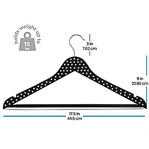 ZOBER High-Grade Wooden Suit Hangers Pants Hangers (10 Pack) Smooth Solid Wood Pants Hangers with Durable Adjustable Metal Clips, 360° Swivel Hook, Shoulder Notches for Dress Coat, Jacket, Blouse