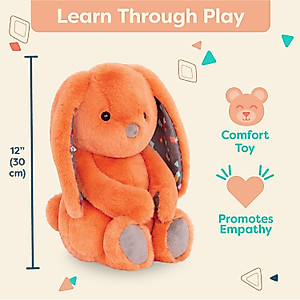 B. toys- B. softies- 12" Plush Bunny- Super Soft Stuffed Animal- Washable Rabbit Toy – for Babies, Toddlers, Kids-Happy Hues- Coral Cutie Orange Bunny- 0 Months +