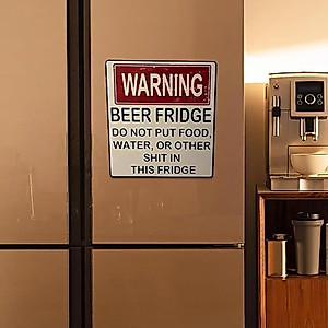 Funny Beer Fridge Stickers Warning Beer Fridge Magnet Hilarious Beer Fridge Warning Sign Beer Stickers Magnet DO NOT Put Food, Water, OR Other Shit in This Fridge for Home Bar Decorations (1PCS)