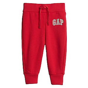 GAP Baby Boys Logo Pull-on Joggers Sweatpants, Red Wagon, 6-12 Months US