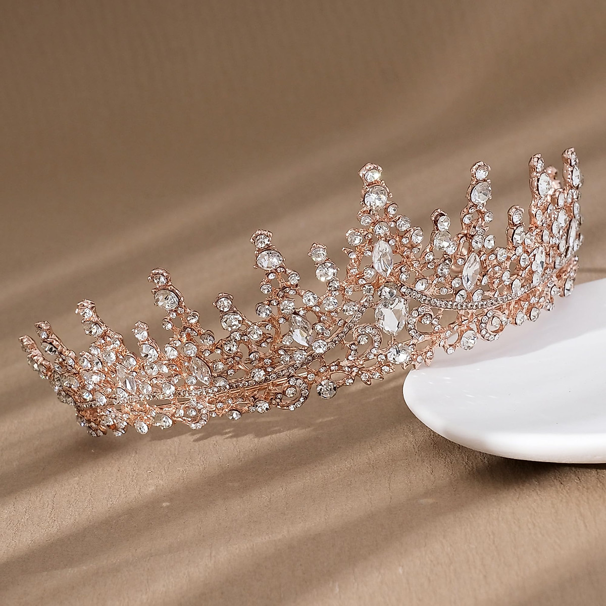 COCIDE Rose Gold Tiara and Crown for Women Crystal Queen Crowns Rhinestone Princess Tiaras for Girl Bride Wedding Hair Accessories for Bridal Birthday Party Prom Halloween Cos-play Costume Christmas